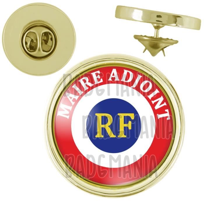Pins Rond Doré 20mm Cocarde RF Maire Adjoint Bleu Blanc Rouge Badge ...