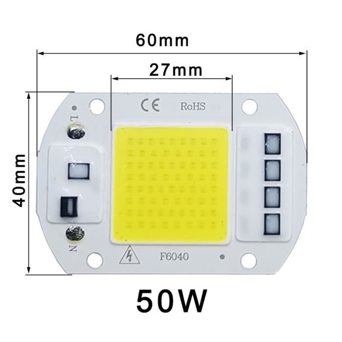 (50W|AC 220V|Warm White)Puce de lampe LED COB AC 220V, ampoule LED 10W 20W 30W 50W IP65 haute ...
