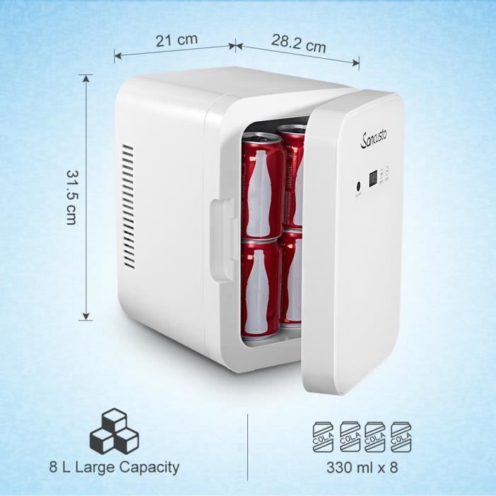 Mini Frigo pour Voitures 8L Mini Bar avec 2 Tablettes Amovibles ...