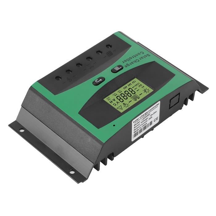 Dilwe Contrôleur PWM Contrôleur de Charge Solaire LCD 12V/24V Identification Automatique 30A ...
