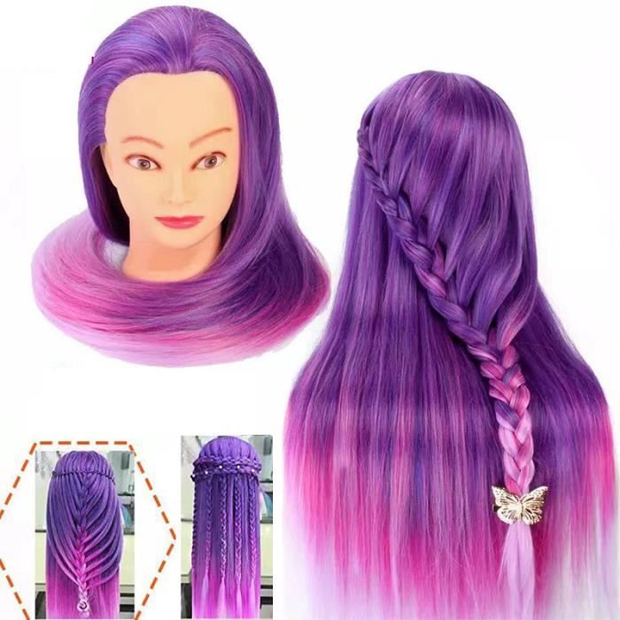 Tête à coiffer,tête a coiffer professionnelle 71cm 100% Cheveux Fibre ...