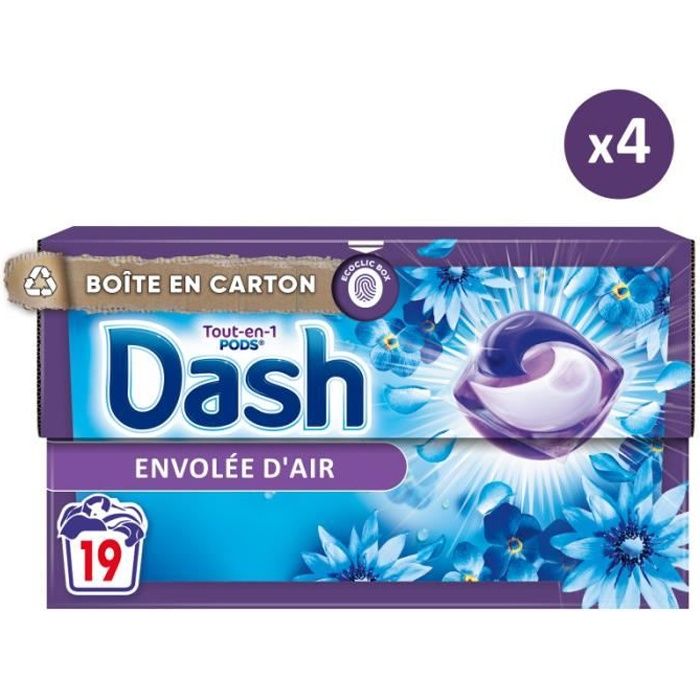 4x19 Pods Tout-en-1 Envolée D'Air, Lessive en Capsules Dash - Cdiscount ...