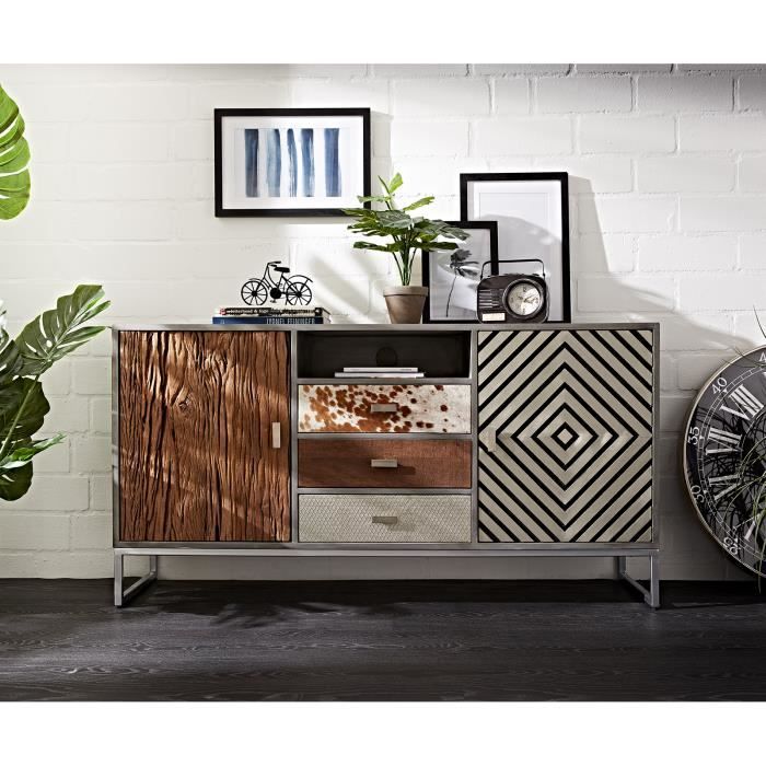 Commode Multi-Drawer Mélange de matériaux 150x80 cm Buffet - Cdiscount ...