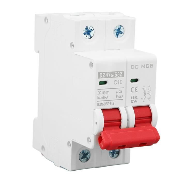 EJ.life Disjoncteur CC Commutateur Photovoltaïque, Disjoncteur DC 500V 10A avec Système ...