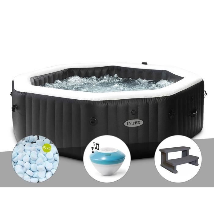 Kit spa gonflable Intex PureSpa Carbone octogonal Bulles et Jets 6 ...