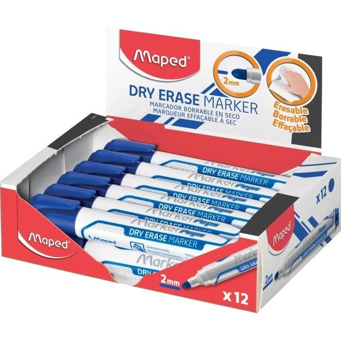 Maped - Marqueurs effaçables à sec Bleu x 12 - Cdiscount Beaux-Arts et ...