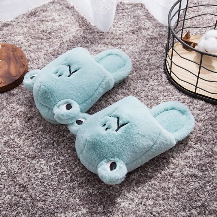 Pantoufles bébé enfant hiver en coton ultra confortable - Bleu Bleu ...