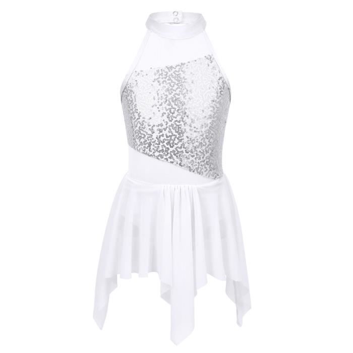 Yizyif Enfant Fille Robe Danse Classique Paillette Justaucorps