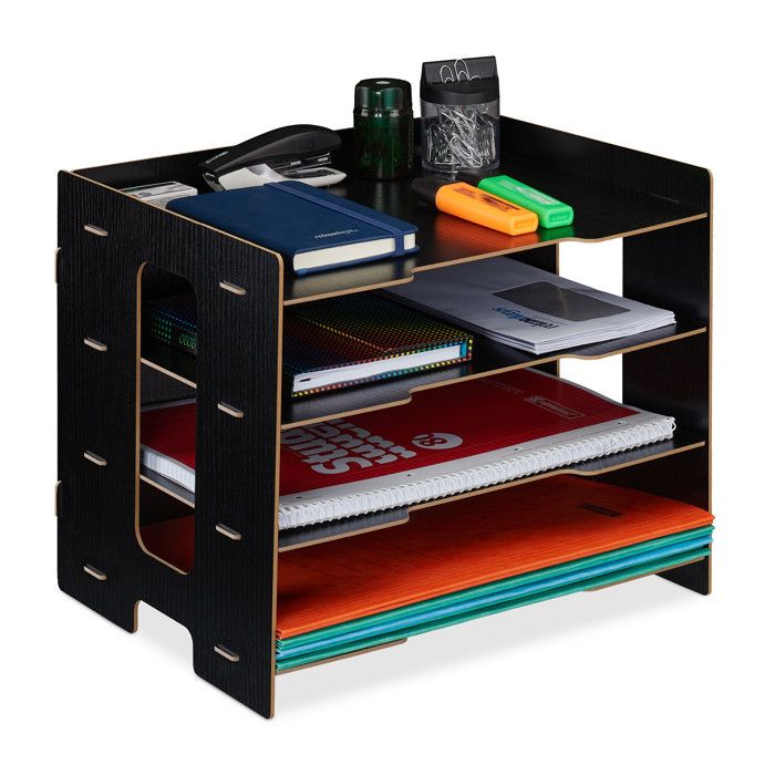 Relaxdays Rangement documents, organiseur bureau en MDF, format A4, 3 ...