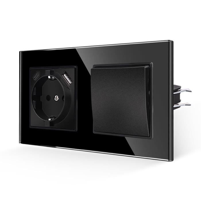 Interrupteur Avec Prise Noire, Prises En Verre 16 A Avec Charge Rapide ...