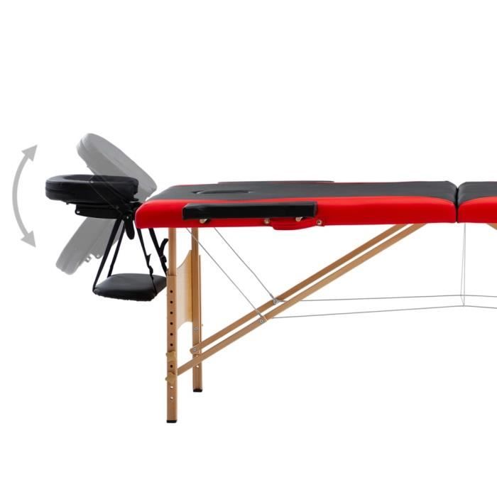 Zhuo Table De Massage Pliable 2 Zones Bois Noir Et Rouge Excellent