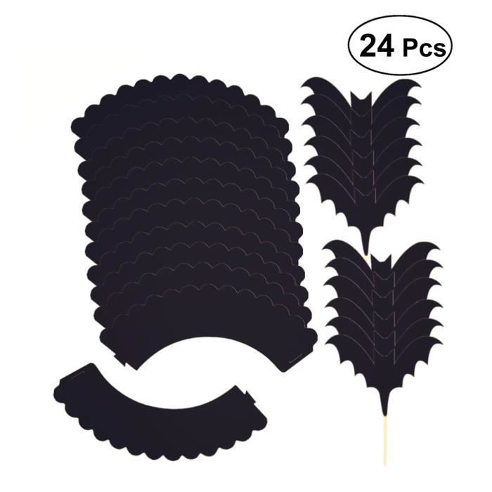 24 Pcs Cake Toppers Set Bat Pattern Wedding Birthday Baby Shower Borded ...