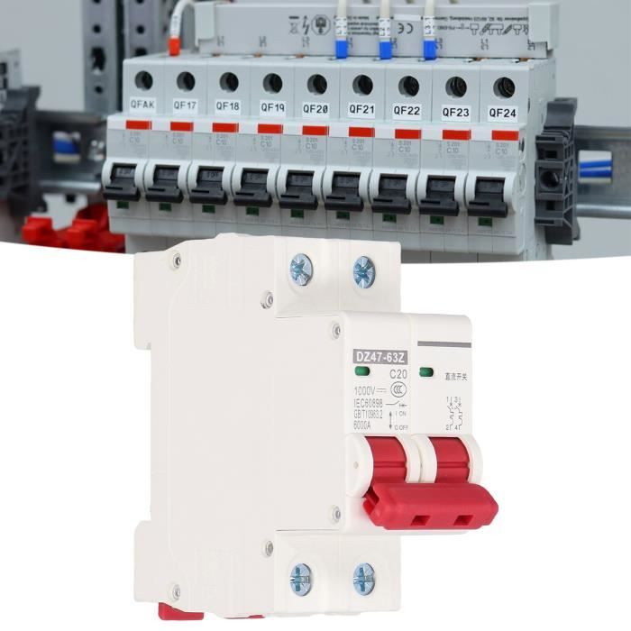 DZ47-63Z Disjoncteur miniature C20 2P - DC 1000V - Capacité de segmentation 6000A YS002 ...