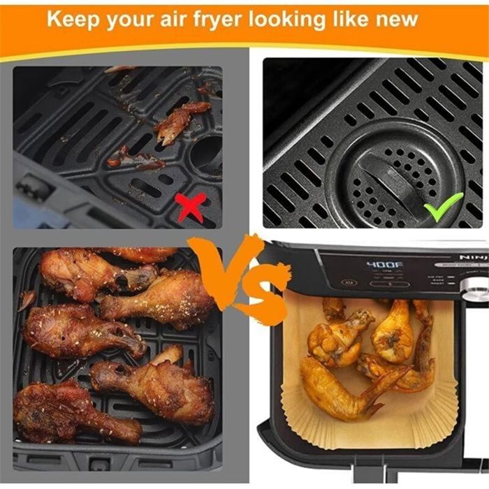 Papier Cuisson pour Ninja Air Fryer, 100 Pièces 20,5x14cm Rectangulair ...