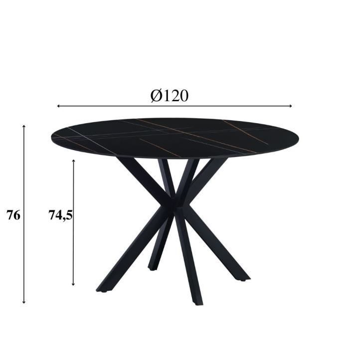 Yuna Table À Manger Ronde Ø120cm Look Marbre - Noir - Cdiscount Maison