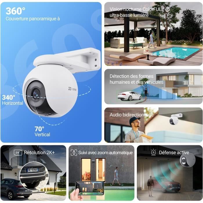 EZVIZ H8x 2K Caméra de Surveillance Wi-Fi Extérieure - Cdiscount Bricolage