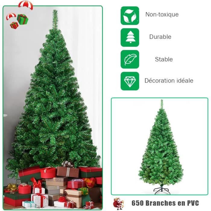 RELAX4LIFE Sapin de Noël Vert Hauteur 180cm, 650 Branches, Arbre de ...