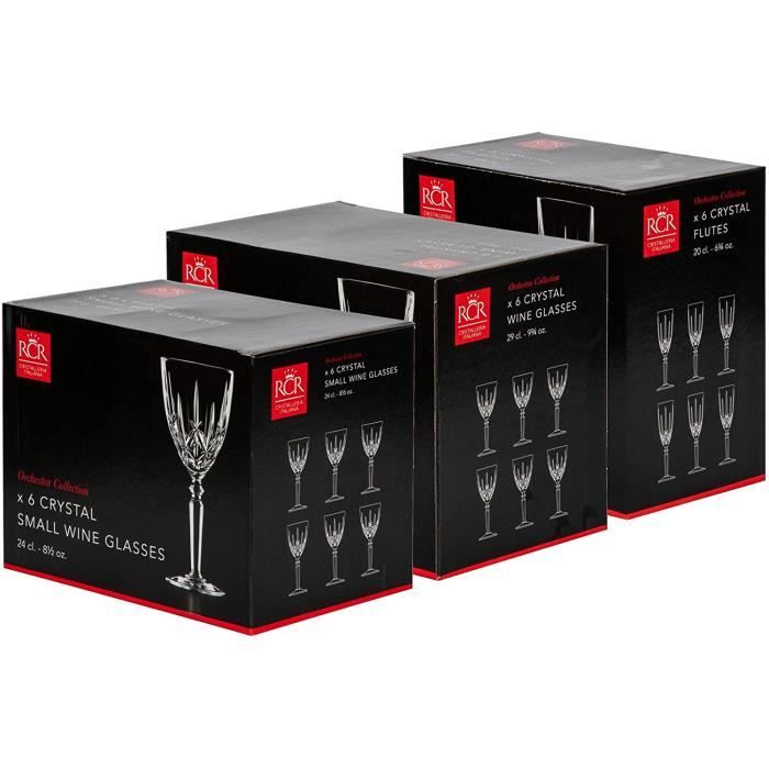 RCR Crystal 18 Piece Glass Orchestra Cut Stemware Set - Art déco ...