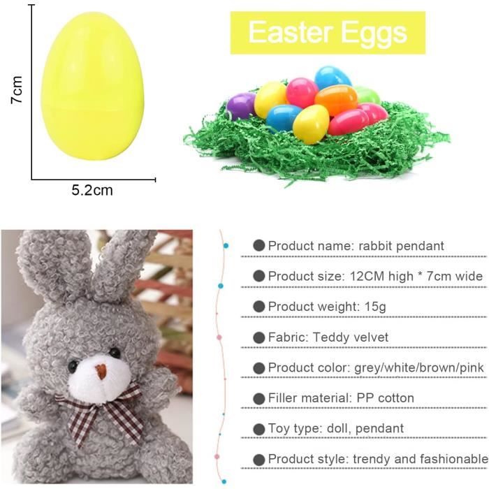 10Pcs Oeufs De Pâques Avec Petit Lapin Peluche,Oeufs En Plastique De ...