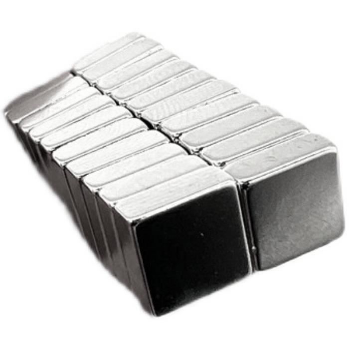 10 pièces 10x10x2mm - Bloc de Néodyme Aimants Rectangulaires Super Fort ...