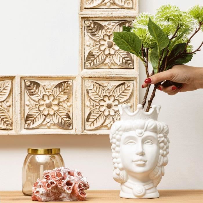 Vase en Forme de Tête de Moro en Porcelaine, Pot de Fleurs en Style ...