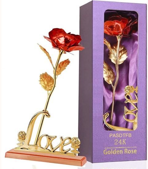 Cadeau Femme 24K Rose Plaqué Or Rose Eternelle Rose En Or Gold Rose ...