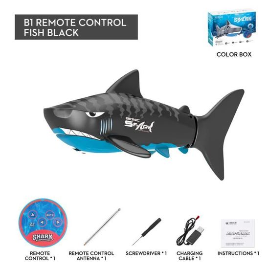 GRIS-Mini requin sous marin RC 2.4G, télécommande, double mousse'eau ...