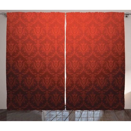 Rouge Foncé Rideaux, Style Vintage Floral Ombre, Décoration Intérieure ...