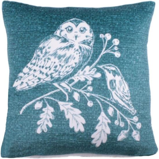 Dreams & Drapes Lodge Coussin Garni De Velours Motif Hiboux Des Bois ...