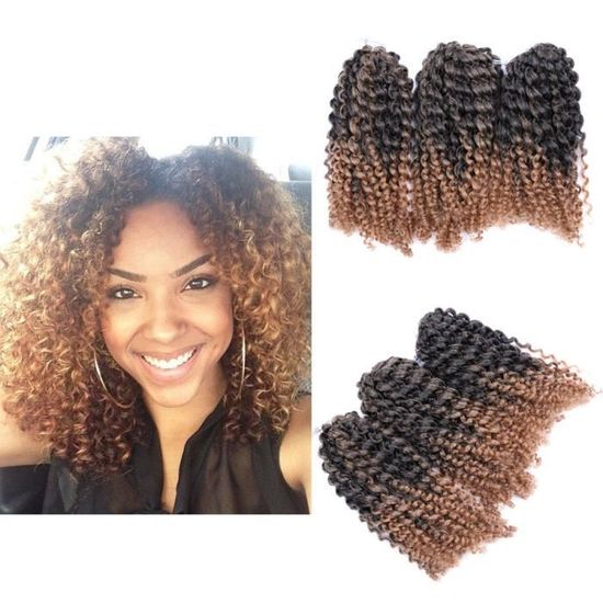 8 "Ombre Afro Kinky Curly Crochet Tresses Marlybob tresse Extensions de ...