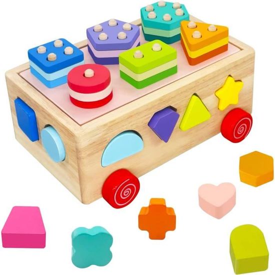 Montessori Jeux en Bois Cube De Tri De Formes Couleur Bloc de Tri ...