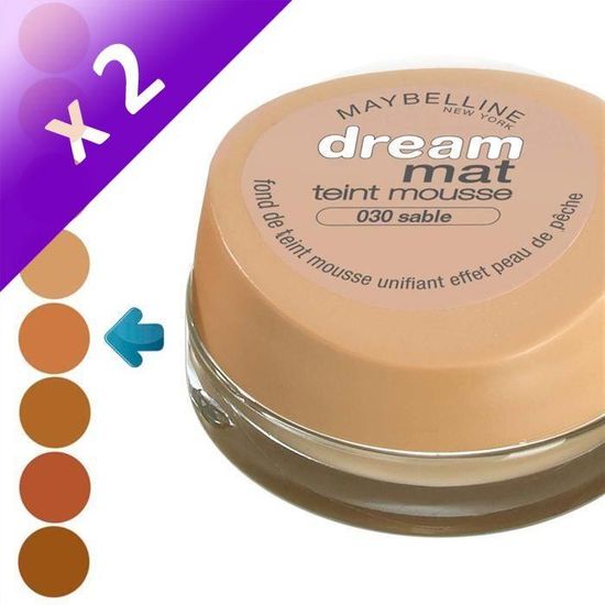 MAYBELLINE Dream Mat Mousse Fond de Teint - 30 Sable (Lot de 2 ...