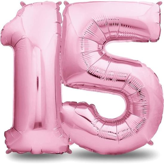 ® Ballon Anniversaire 15 Ans - 101 Cm Ballon Chiffre - Deco Kit ...