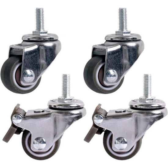 Roues De Roulettes 4 X Roulettes En Caoutchouc M8, Avec Freins À Double ...