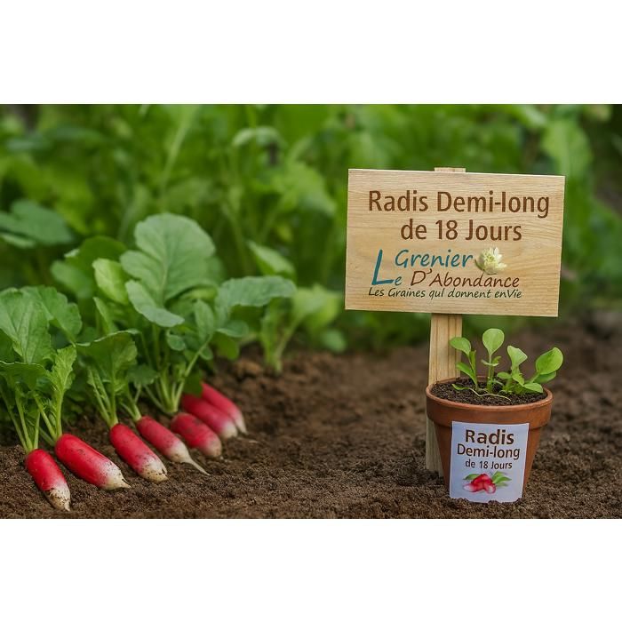 500 graines à semer - Le Grenier d'Abondance - RADIS Demi-long de 18 ...