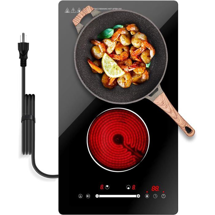 Plaque Électrique 2 Feux – 3000W, 2 Zones (1200W & 1800W), Verrouillage ...