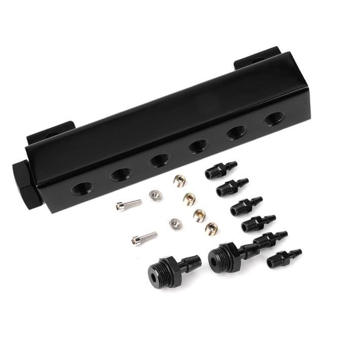 6 Port Vacuum Block Intake Manifold Kit Fuel Wastegate Boost 1/8NPT For ...