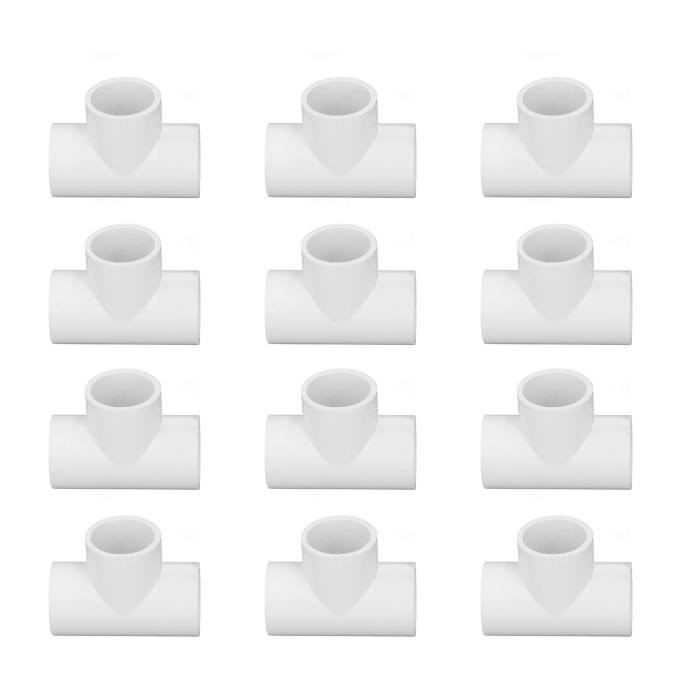 Raccord en T PVC 12 pièces - AKOZON - Adaptateur de joints de diamètre égal - Résistant à la ...