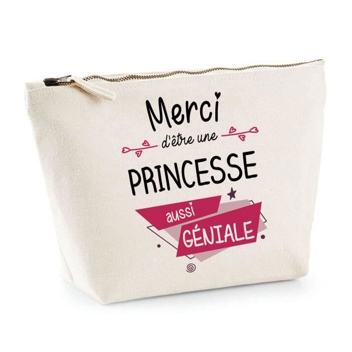 Trousse - Merci Princesse - Pochette Coton - 28cm x 19cm x 9cm - Beige ...