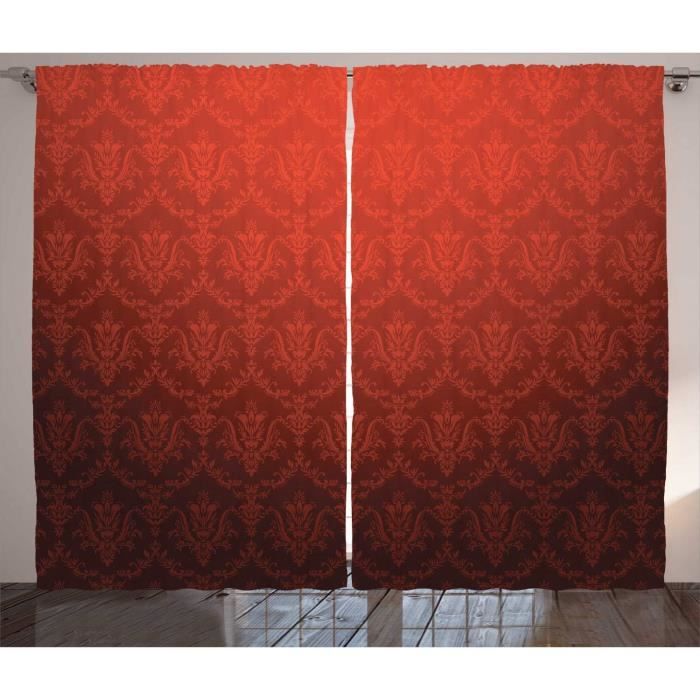 Rouge Foncé Rideaux, Style Vintage Floral Ombre, Décoration Intérieure ...