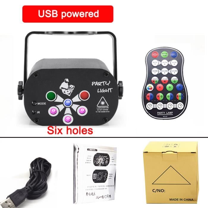 Mini lumière Disco DJ - Effets de scène - Projecteur Laser USB - Commande vocale - Laser rouge ...