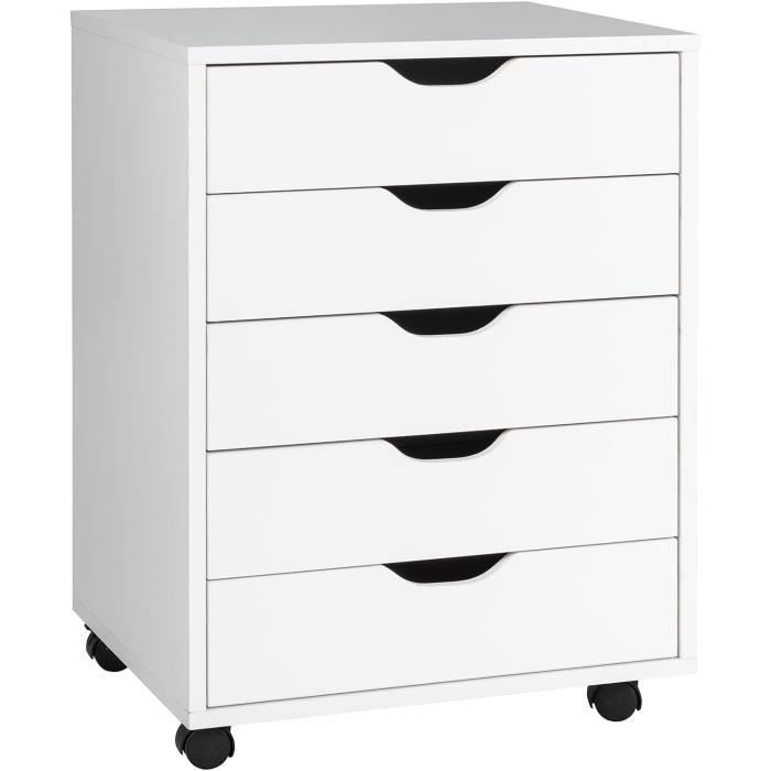 COSTWAY Caisson Mobile et Vertical à Roulettes avec 5 Tiroirs, Poignée ...