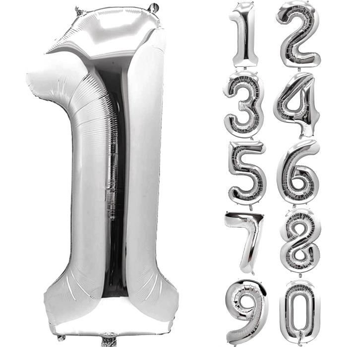 Ballon Anniversaire 1 An Ballons Chiffre Numéro 1 Argenté 101 Cm ...
