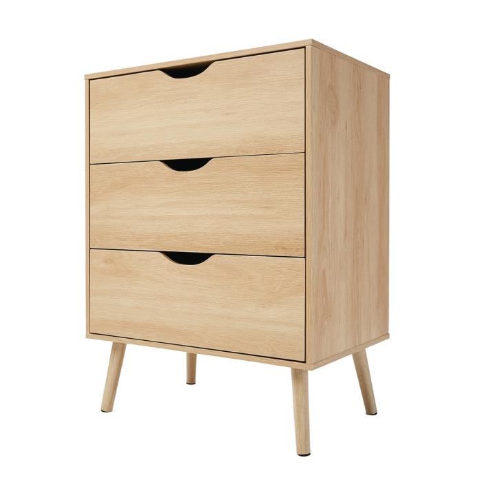 Commode - JUANIO - Meuble de rangement en MDF imitation bois - 3 ...