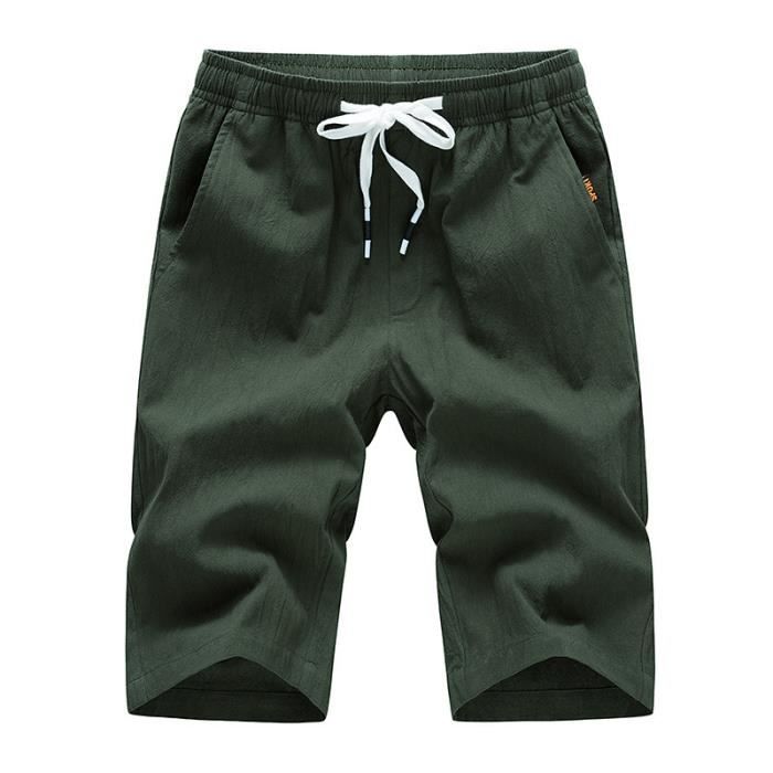 Short Homme En Lin Taille éLastique Short Hommes,Vert99 Vert ...
