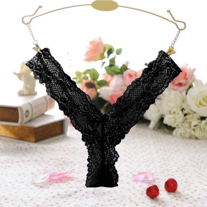 Culotte-slip,String Sexy en Dentelle Brodée de Fleurs pour Femme ...