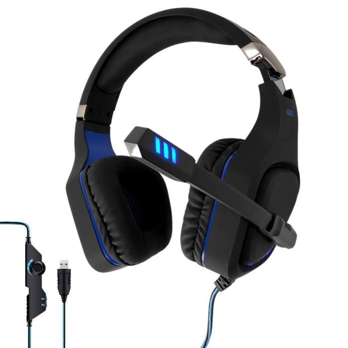 Casque gamer OVLENG Q11 USB son virtuel 7.1 bleu avec micro et retro ...