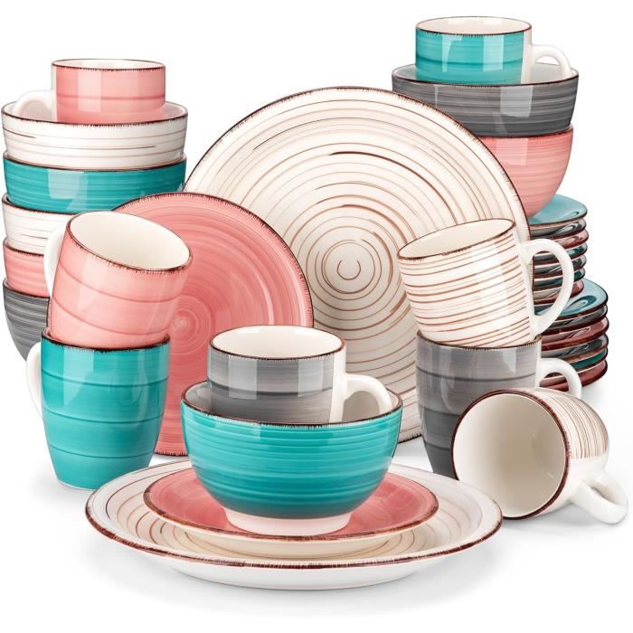 Vancasso, Série BELLA, Service de Table en Céramique, Assiettes 32 ...