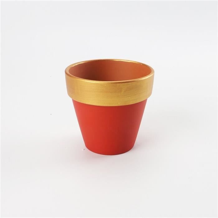 POT DE FLEUR,Rouge-8x8cm--Mini Pot en terre cuite avec doublure en ...
