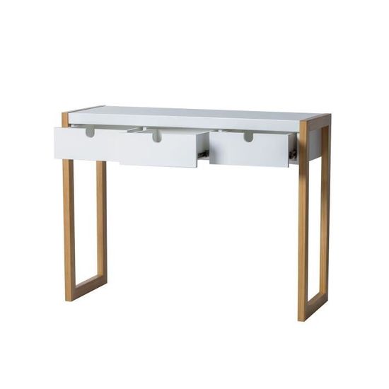 KARE Console 3 tiroirs - Décor chêne et blanc - L 101 x P 37 x H 77 cm ...